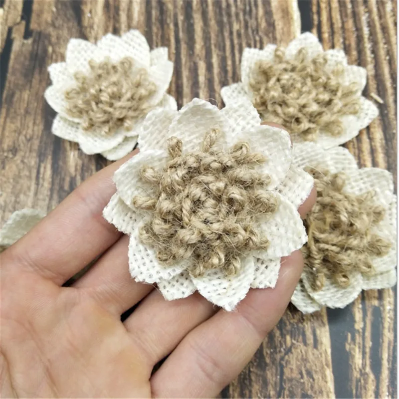 5pcs-Wedding-Decoration-Burlap-Rope-Flower-Handmade-DIY-Christmas-Party ...