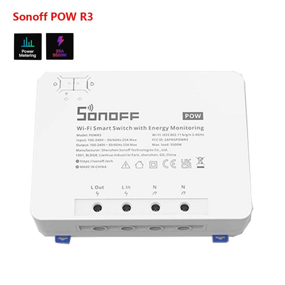 Sonoff Pow R3/R2, 25A Power Energy Meter Monitor Smart WiFi Switch with ...