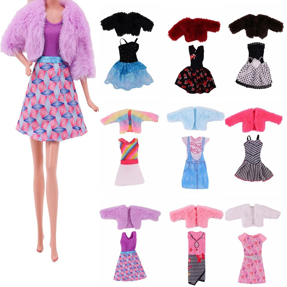 New Fashion Doll Clothes Accessories Plush Vest Coat Skirt Set ...
