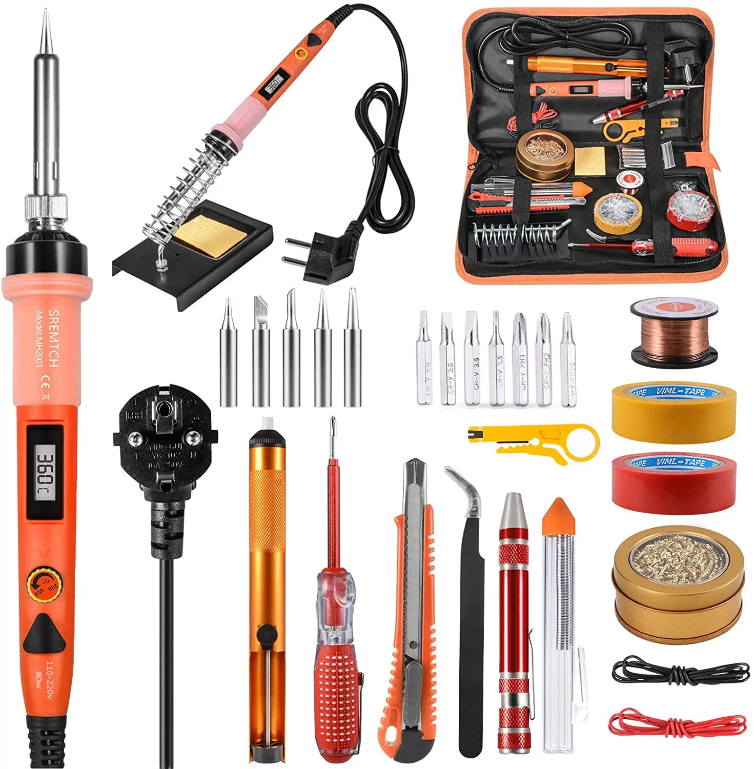 Soldering-Iron-Gun-Kit-80W-LCD-Digital-Welding-Solder-Wire-Desoldering ...