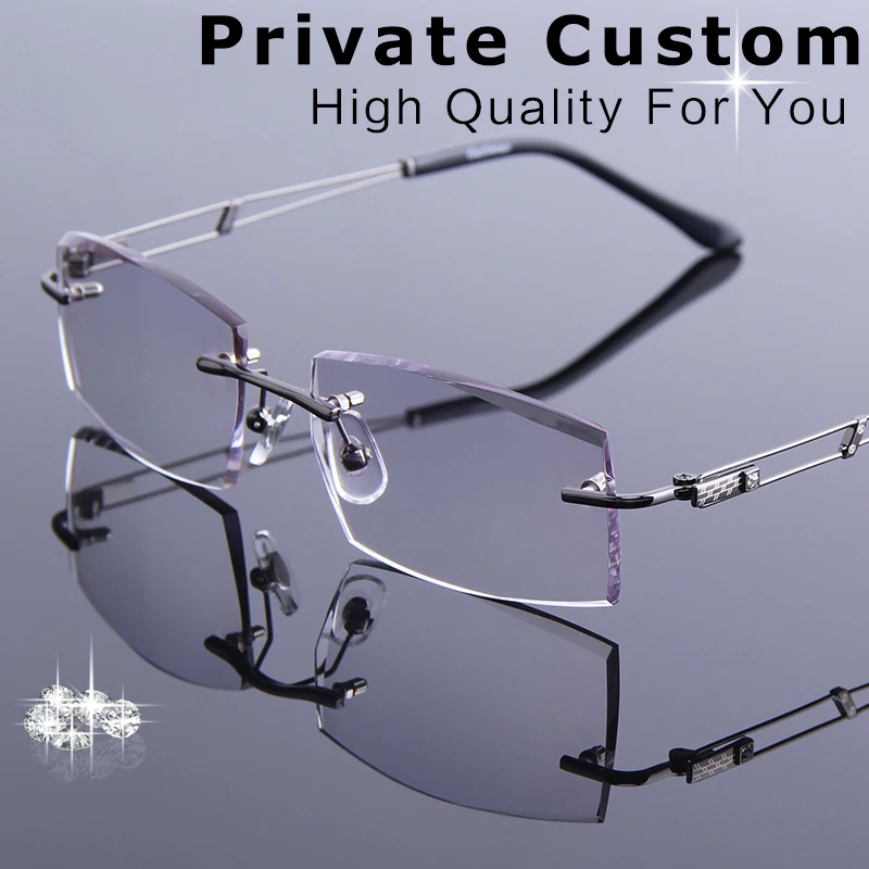 High Quality Rimless Glasses Men Presbyopia Eyeglasses Male Complete ...