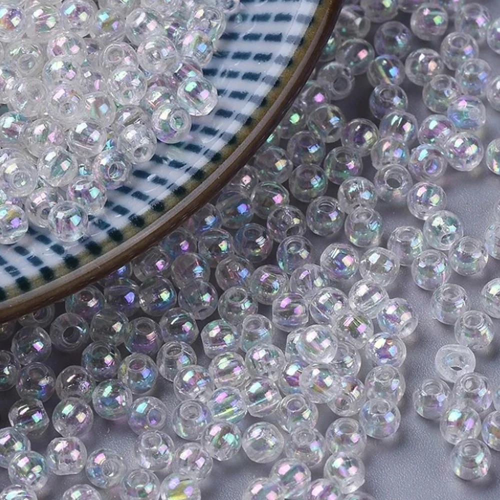 1000pcs 3mm Environmental Transparent Round Acrylic Beads Clear AB ...