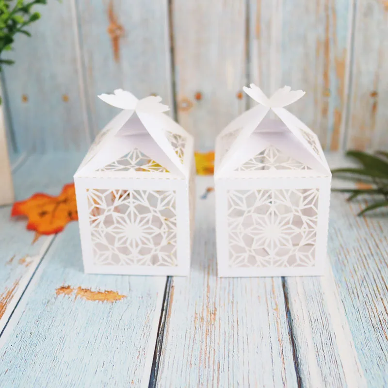 10pcs/lot Pearl Paper Wedding Dragee Box Laser Cut Pink/white Favors ...