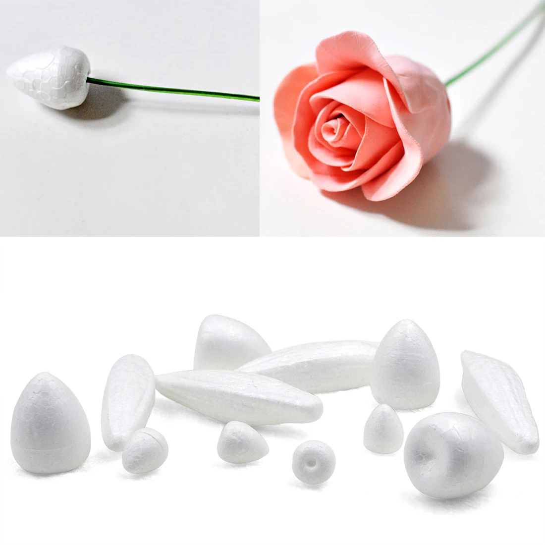 Polystyrene Styrofoam Foam Rose Buds For Nylon Flower Making Material ...
