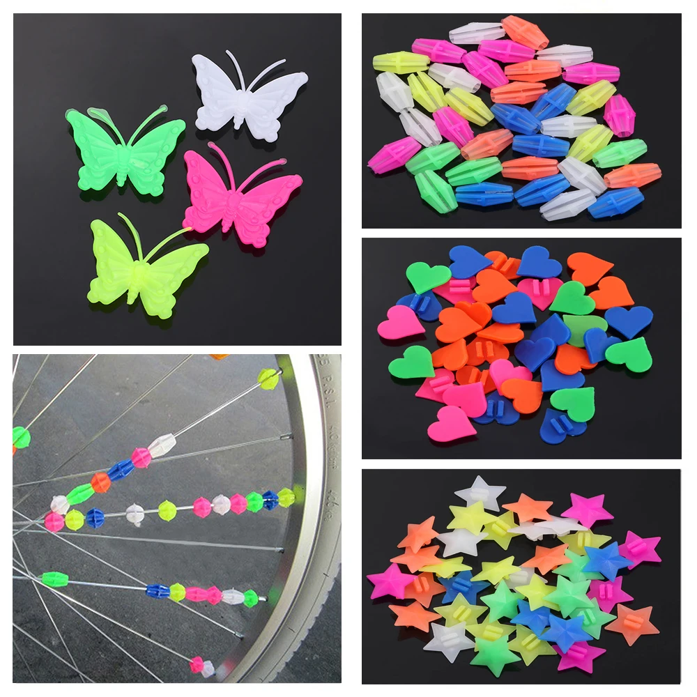 36/25pcs Mixed Luminous Star Bike Bicycle Wheel Spoke Beads Plastic ...
