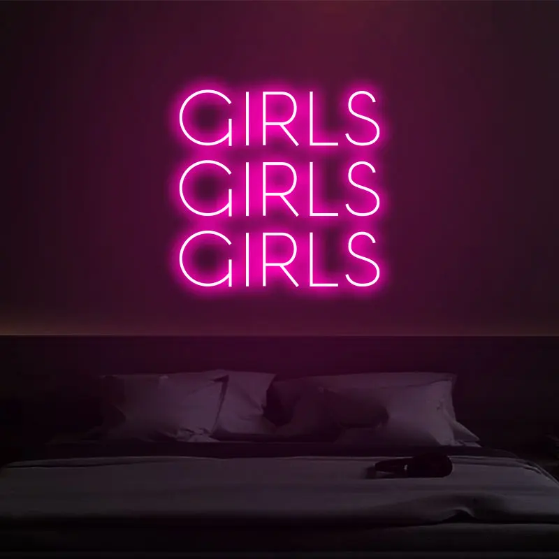 Wall Hangings Neon decorations Pink neon sign Girls Girls Girls neon ...