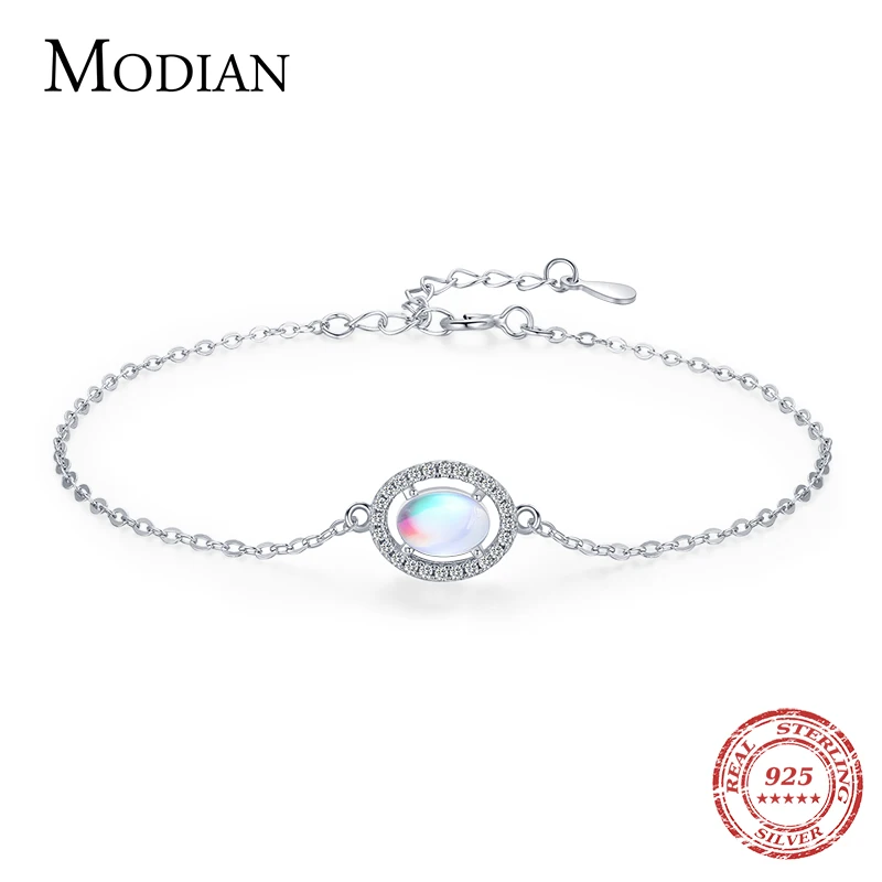 MODIAN Genuine 925 Sterling Silver Luxury Elegant Oval Natural ...