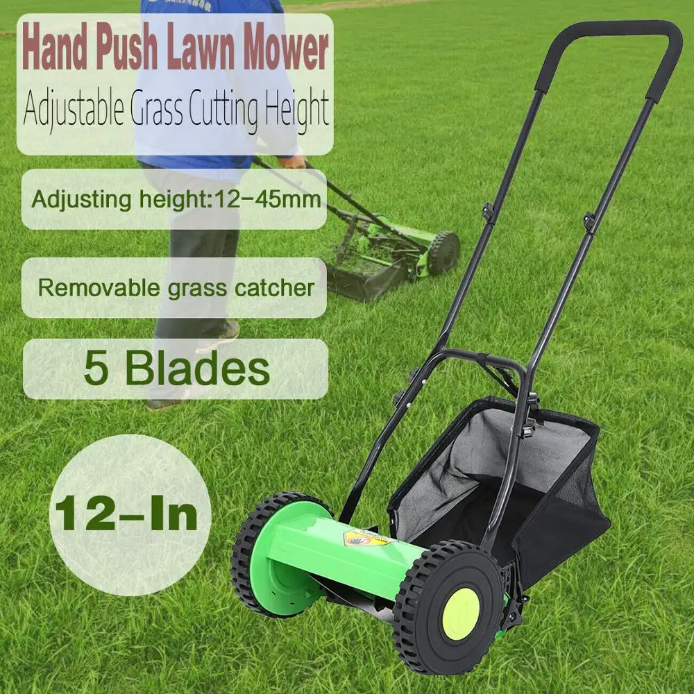 Samger-Hand-Push-Lawn-Mower-Manual-Mower-w-23L-Pickup-Tray-Roller-Lawn ...