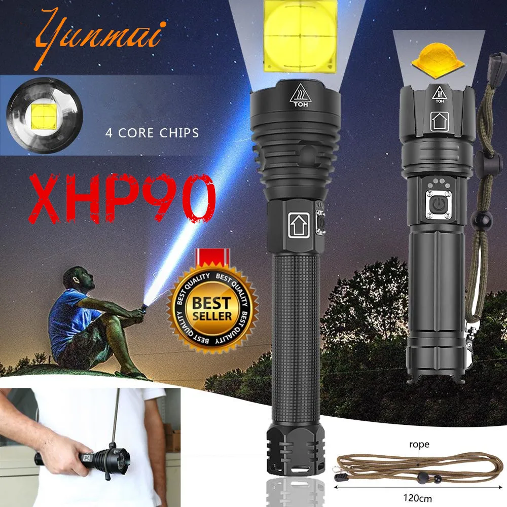 Lanterna led de longo alcance, lúmen mais alto xhp90, mais potente, com ...