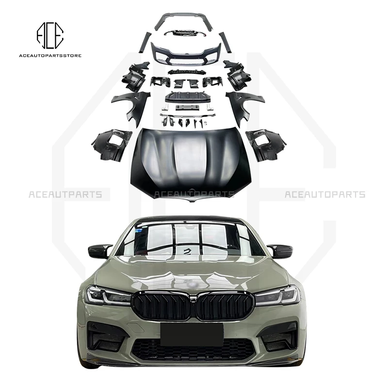 5-Series-PP-Car-Front-Bumper-Grill-Side-Skir-Rear-Bumper-Hood-Side ...