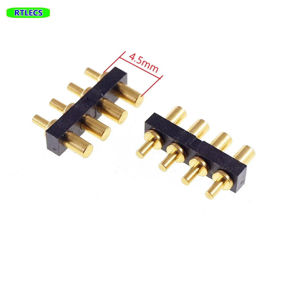 10pcs Pogo Pin Header 1x4 P 4 Pin 2.54 mm Pitch 4 Position 4.5 mm ...