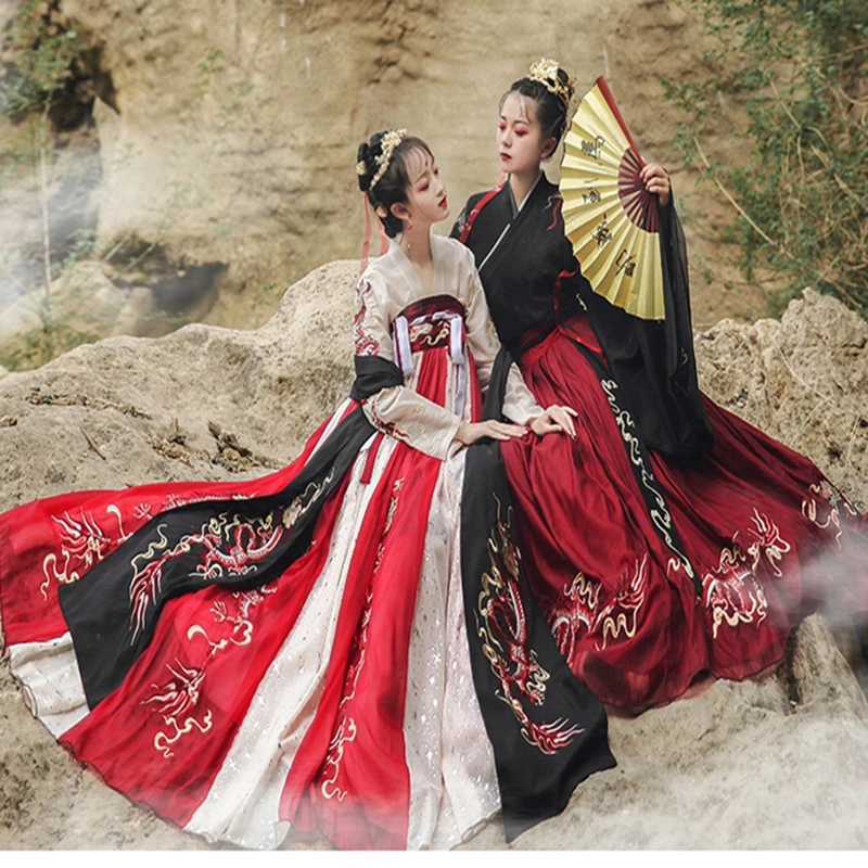 Hanfu trajes femininos estilo chinês diário hanfu vestido de outono ...