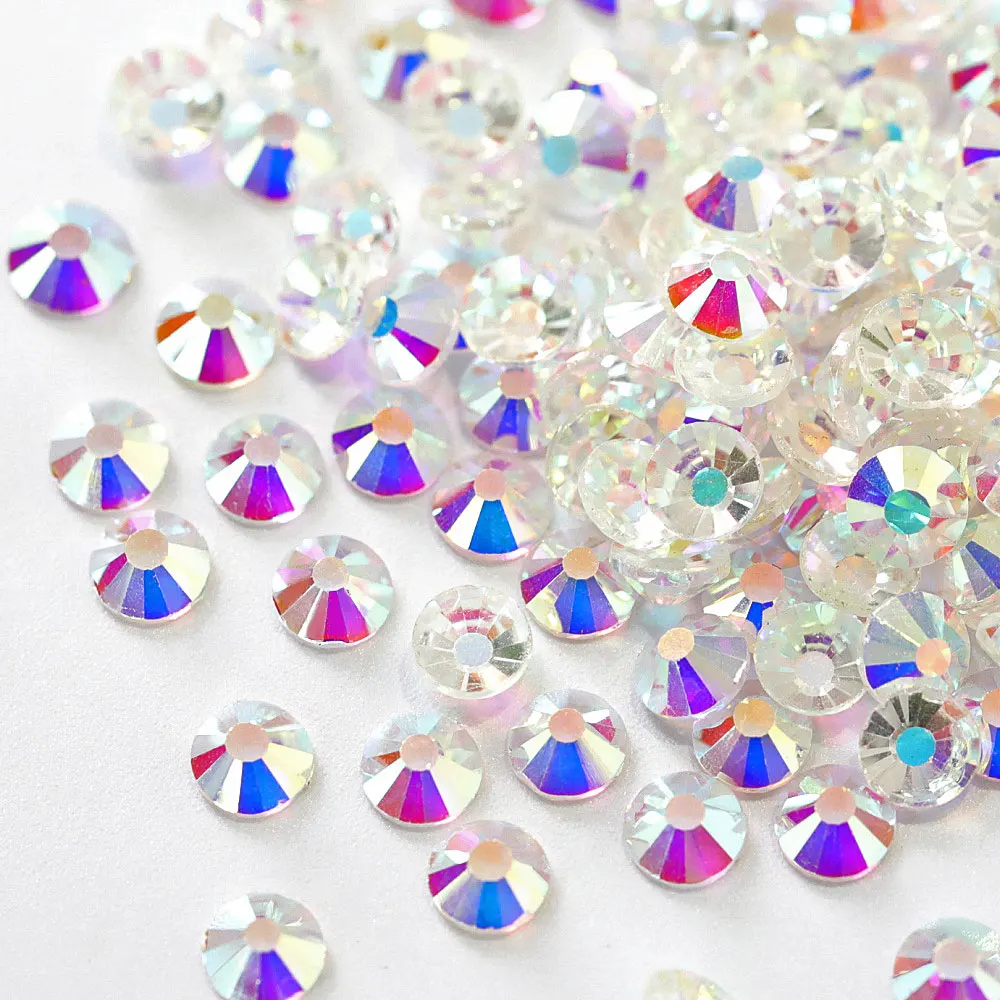 Mixed Sizes Transparent Clear AB SS3 SS20 Glass Nail Rhinestones Flat ...