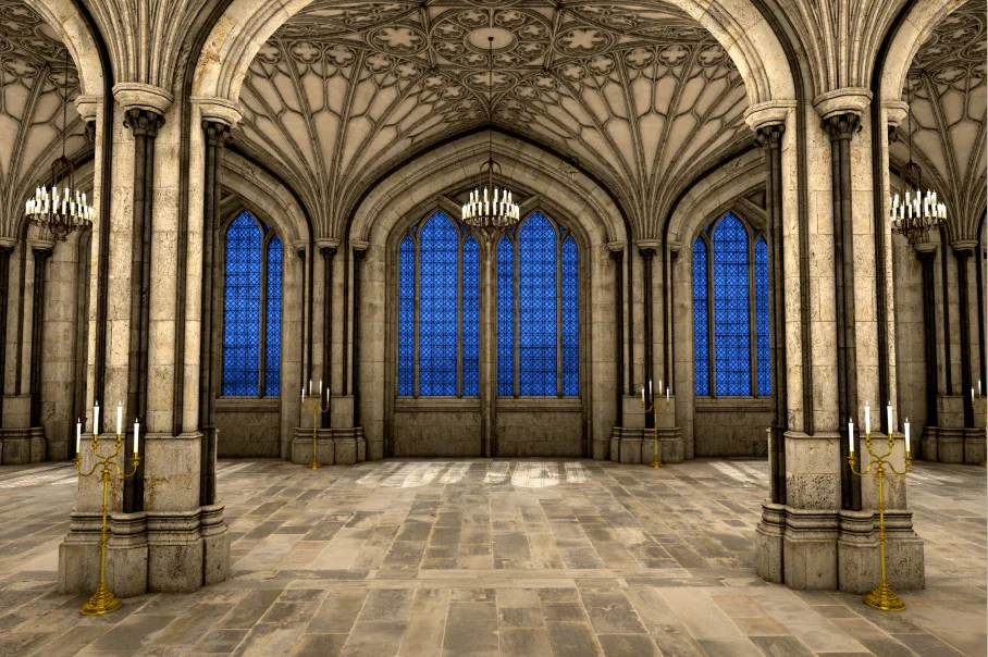 7x5FT-Symmetrical-View-Gothic-Cathedral-Interior-Illustration-Column ...