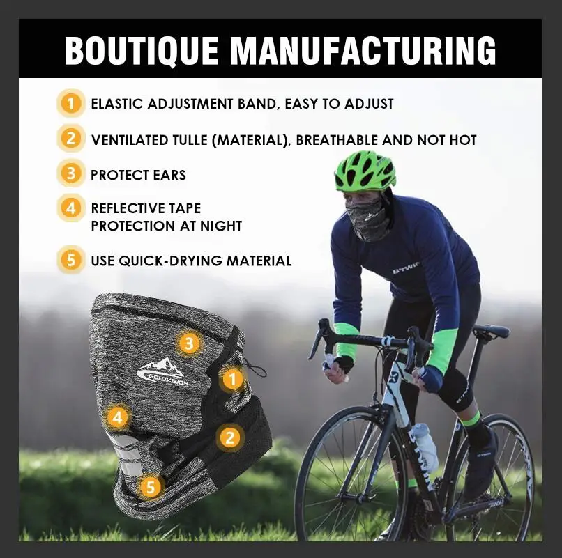 Causal Motorcycle Mask Windproof Motocross Scarf Balaclava Reflective ...