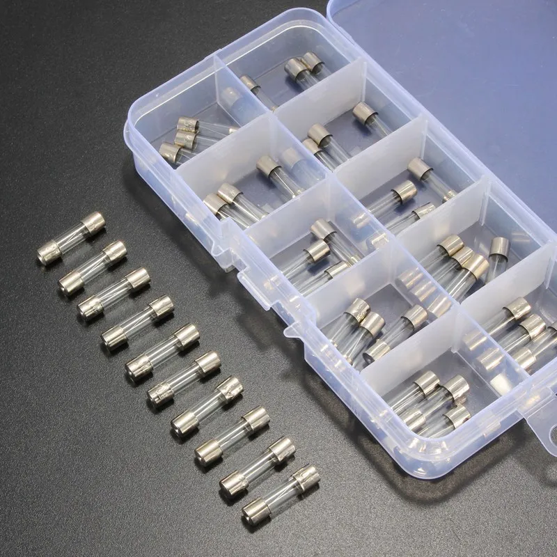 50Pcs of Glass Fuse Assortment Kit Glass Tube Assortment Kit 5x20mm 0 ...
