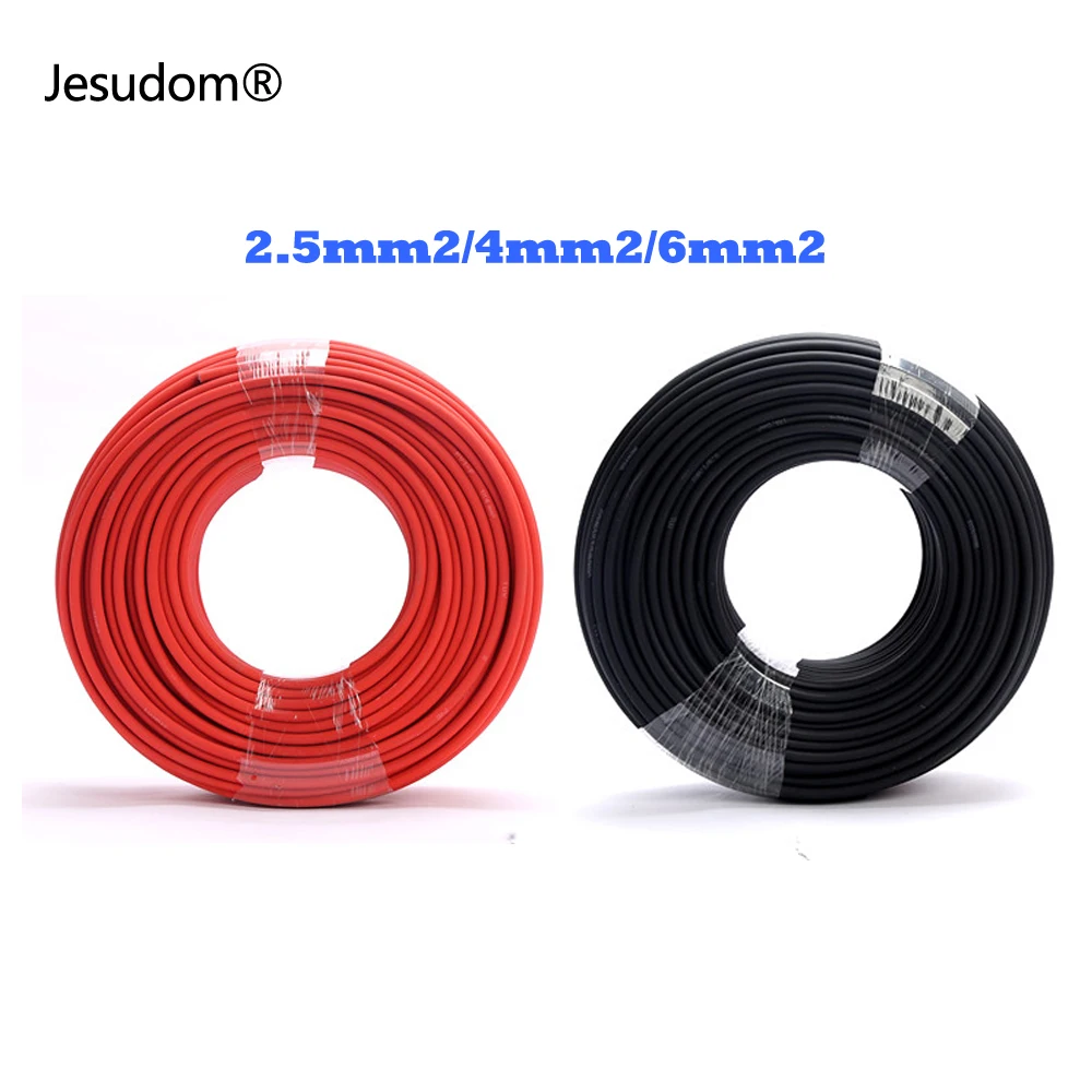 Photovoltaic 6mm2/4mm2/ 2.5mm2 10/12/14AWG 7/8/10m Black or Red Solar ...