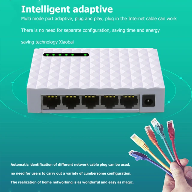 Mini 5-Port Desktop 1000 Mbps Network Switch Gigabit Fast RJ45 Ethernet ...