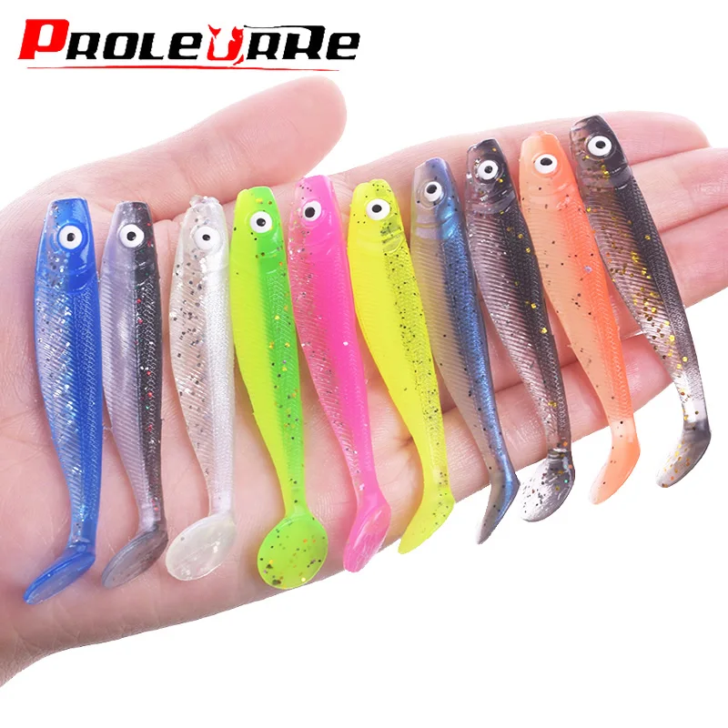 10Pcs/Lot Easy Shiner Silicone Soft Bait 65mm 2.1g Double Colors ...