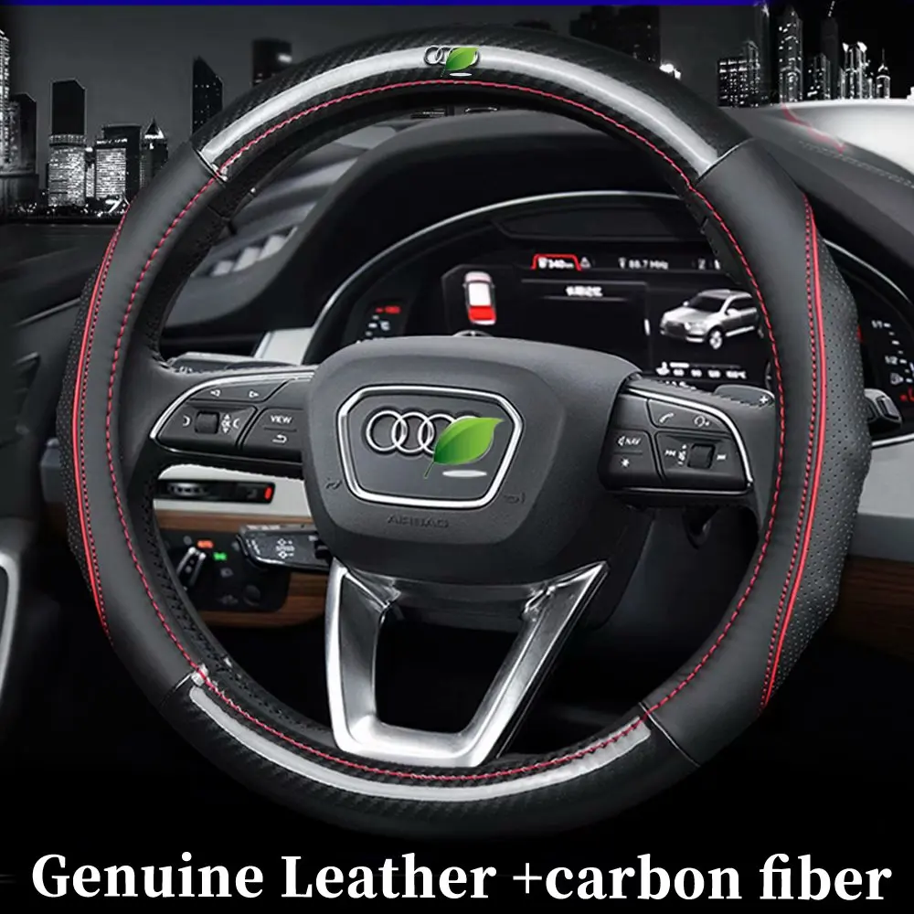 Accessories Carbon Fiber Genuine Leather Car Steering Wheel Covers For ...
