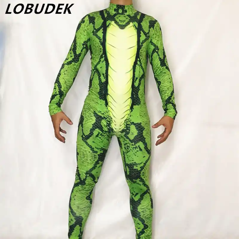 Novelty Snake zentai Printing jumpsuit sexy leotard elastic bodysuit ...
