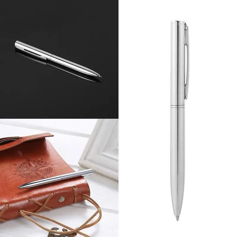 10cm Light Silver Ballpoint Pen Mini Short Style Plastic Rotating ...