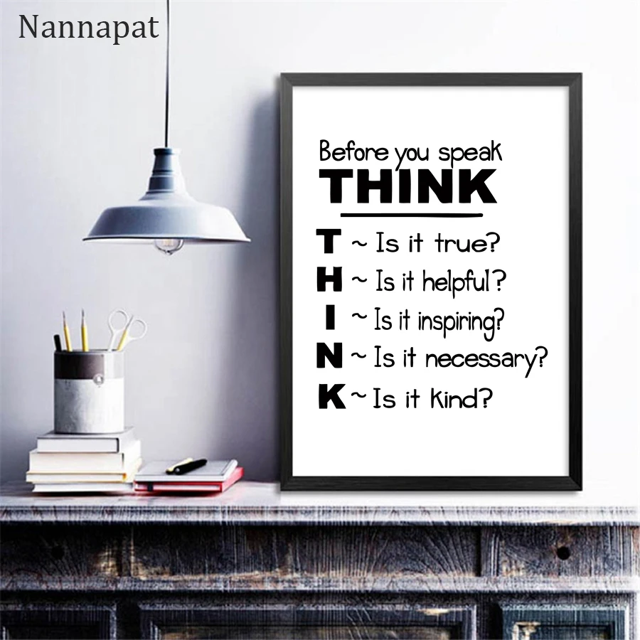 Motivational Quote Think Art Poster Canvas Painting Prints Wall ...