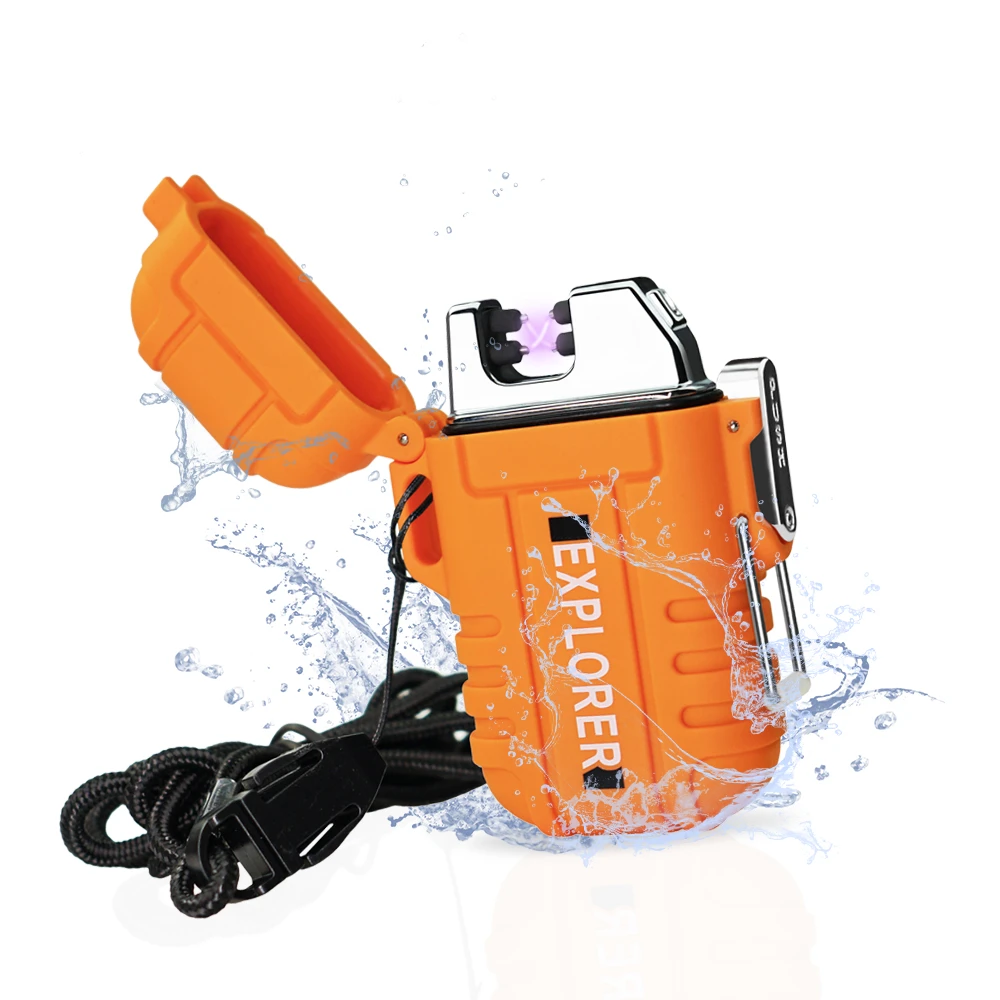 Outdoor Waterproof Usb Electric Lighter Windproof Dual Arc Plasma ...