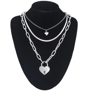 Layered Heart Chain Necklace Set For Girls 2020 Punk Aesthetic Cute ...