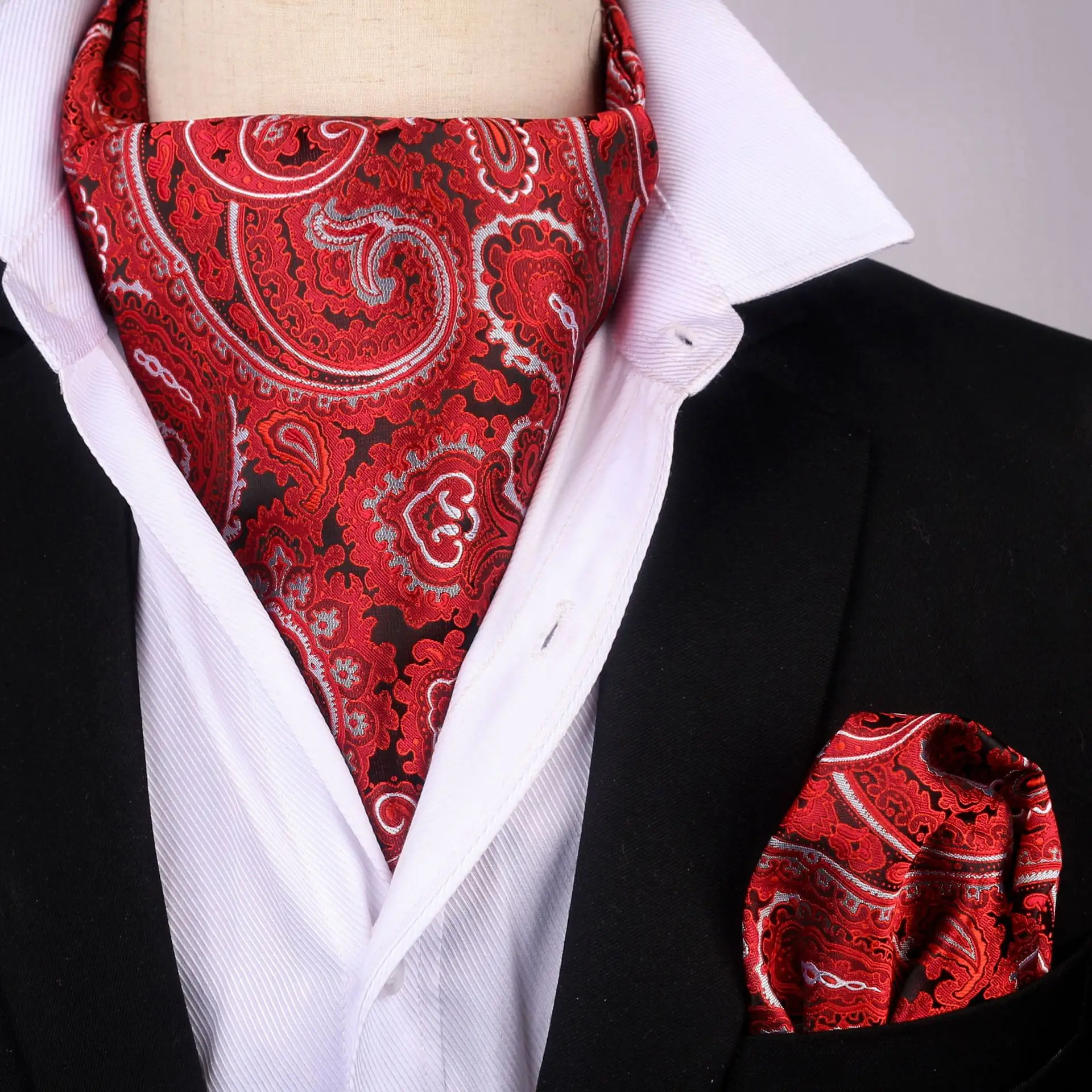 Magasinage en ligne Noir Cachemire Mélange Soie Hommes Cravate Ascot ...