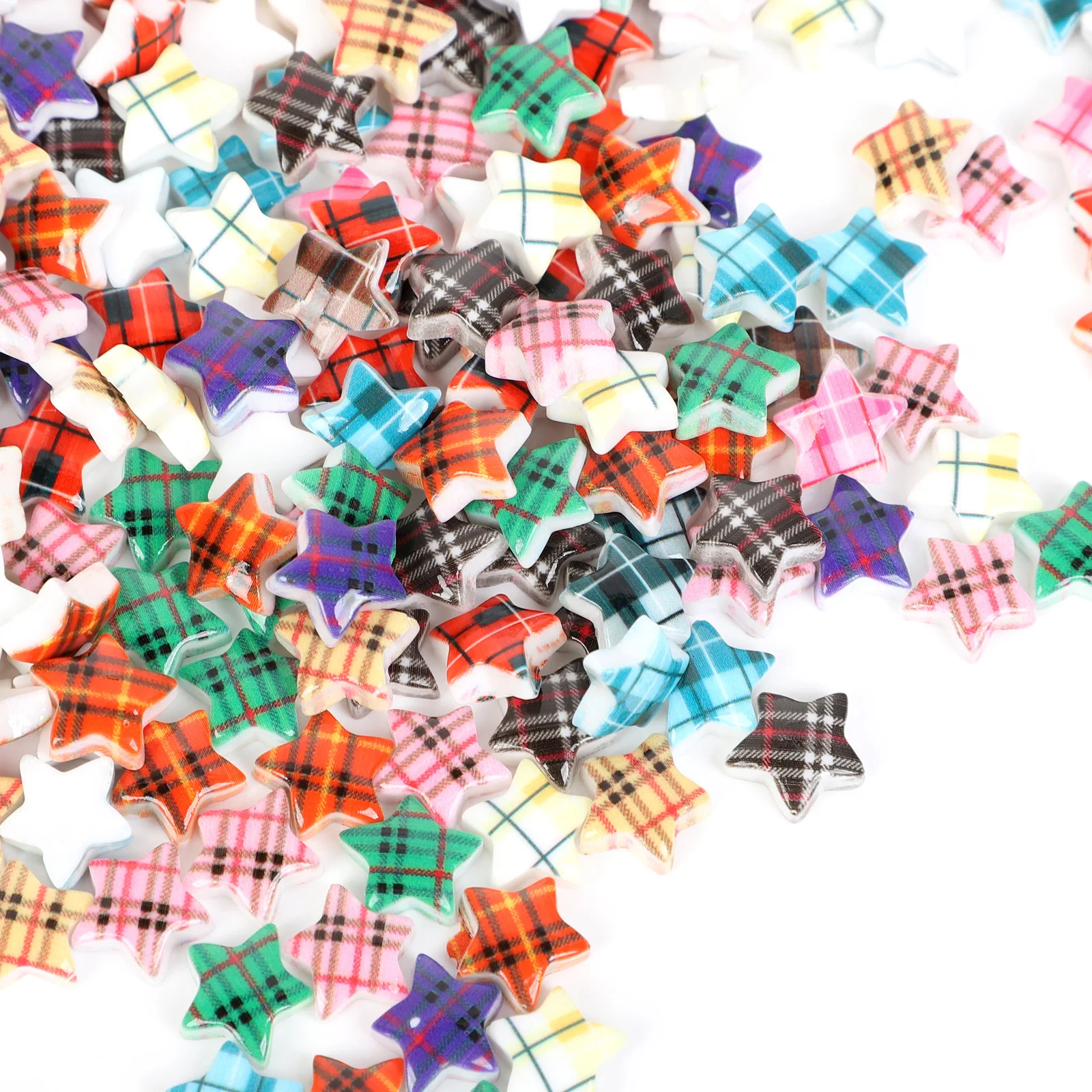 50Ps-Mixed-Resin-Kawaii-Accessories-Lattice-Stars-Flatback ...
