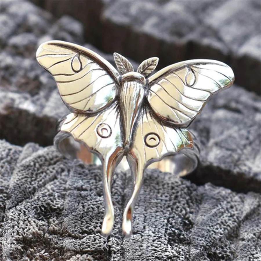 New-Retro-Silver-Plated-Angel-Butterfly-Ring-Fashion-Insect-Ring-Male ...