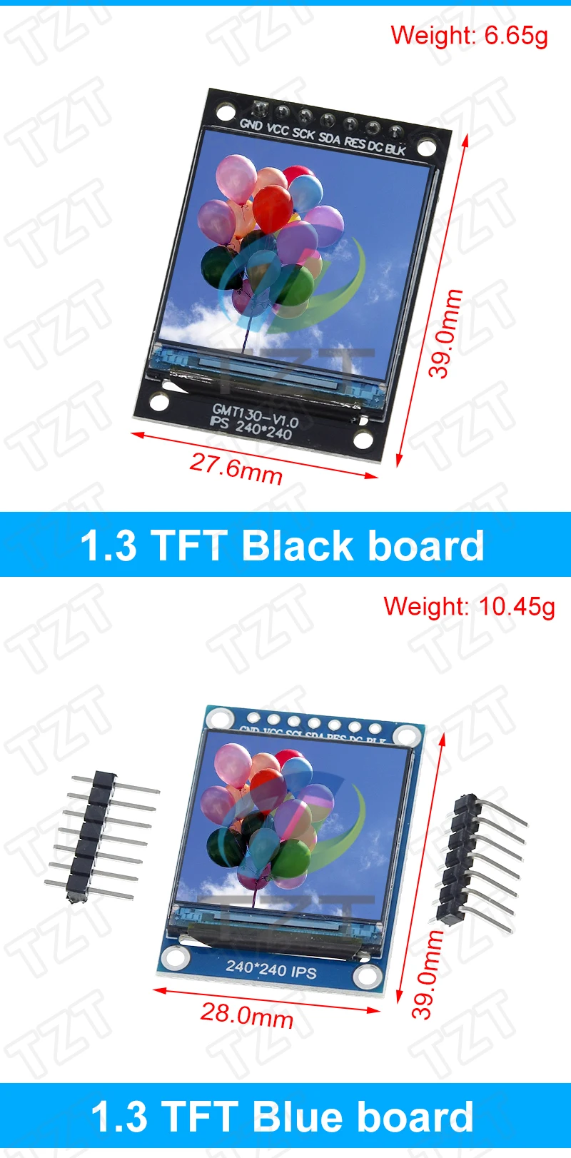 TZT TFT Display 0.96/1.3/1.44/1.8/2.4/2.8/3.5 Inch TFT Full Color ...