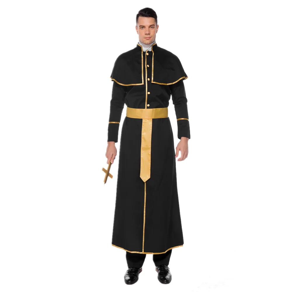 Adult Men Godfather Priest Costume Halloween Jesus Christ The Father ...