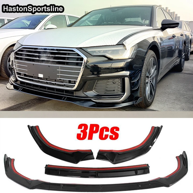 A6 C8 Front Lip Gloss Black Splitter for Audi A6 C8 2019 2020 3Pcs/Set ...