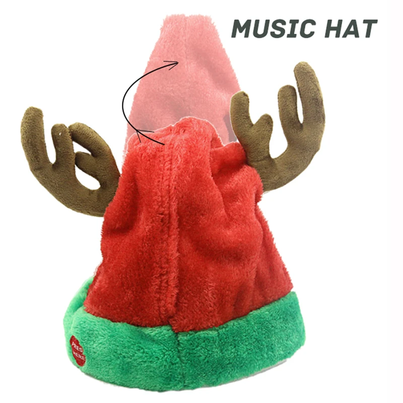 5 Choice 2020 Musical Bell Christmas Santa Antler Hat Singing Dancing ...