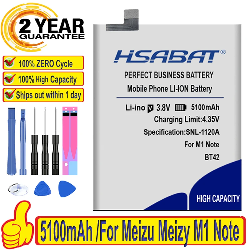 HSABAT Top Marke Hohe qualität 5100mAh BT42 Batterie Für Meizu Meizy M1 ...