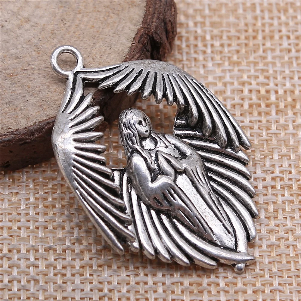 Wysiwyg 2pcs Charms Angel 43x27mm Antique Silver Color Pendant Angel ...