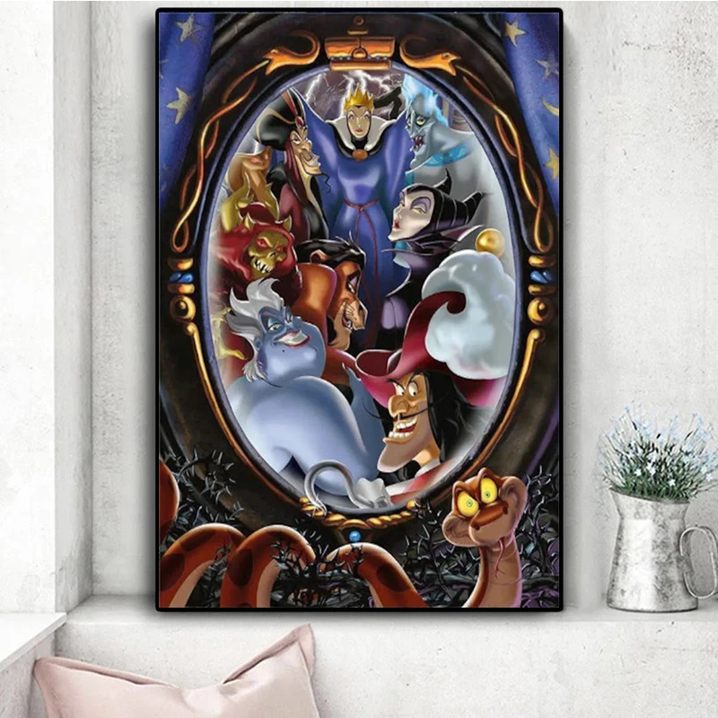 DISNEY Villain Magic Mirror Canvas Painting Wall Art Cartoon Movie ...