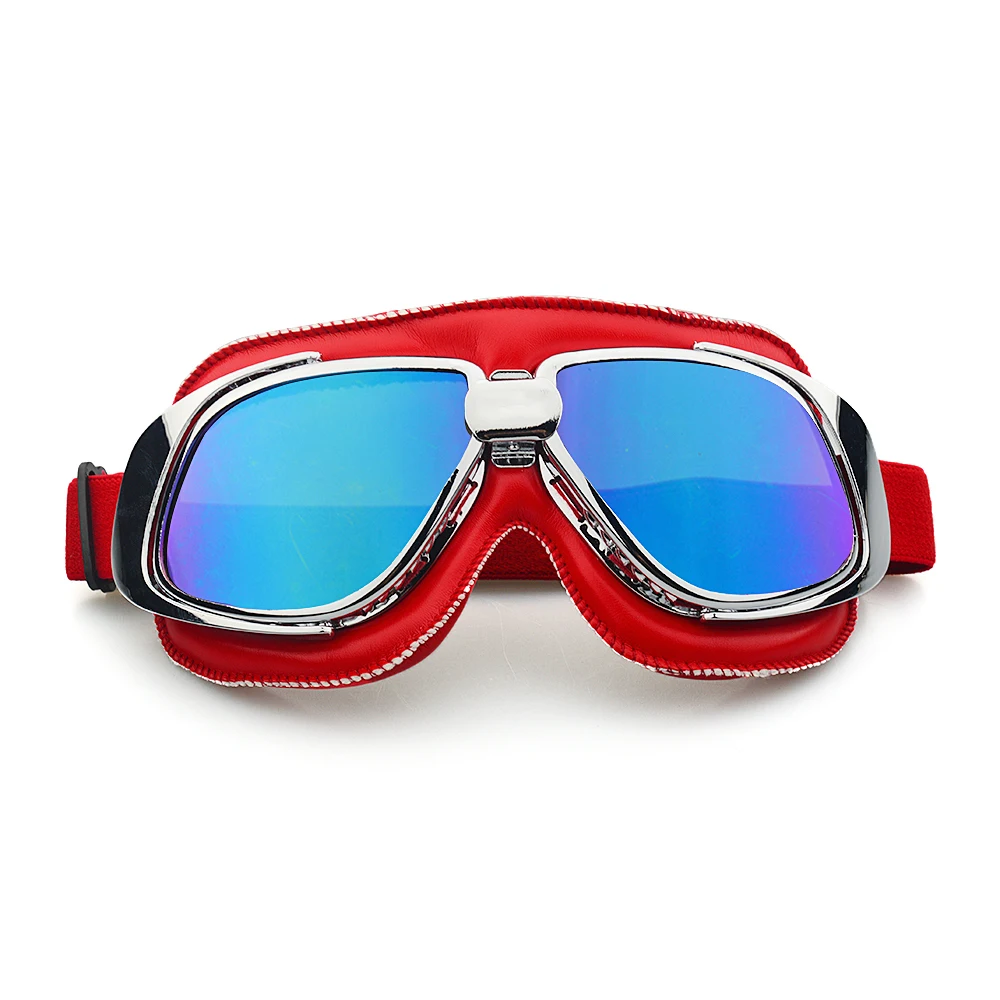 Red-Frame-Motorcycle-Goggles-Helmet-Motorcycle-Goggle-Glass-Vintage ...