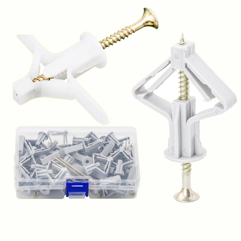 60pcs Aircraft Type Gypsum Board Nylon Plastic Expansion Screw ...