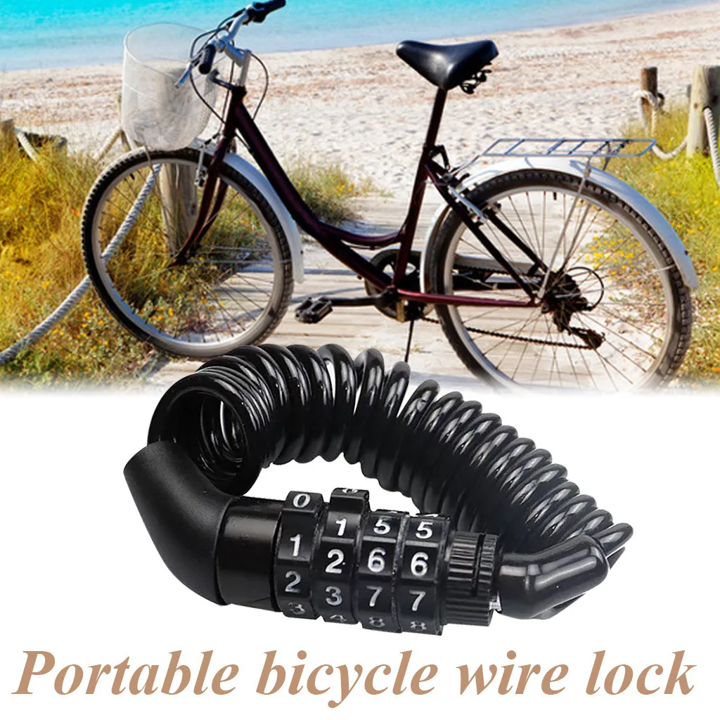 Cycling Security Cable 4 Digit Combination Password Bike Bicycle Lock ...