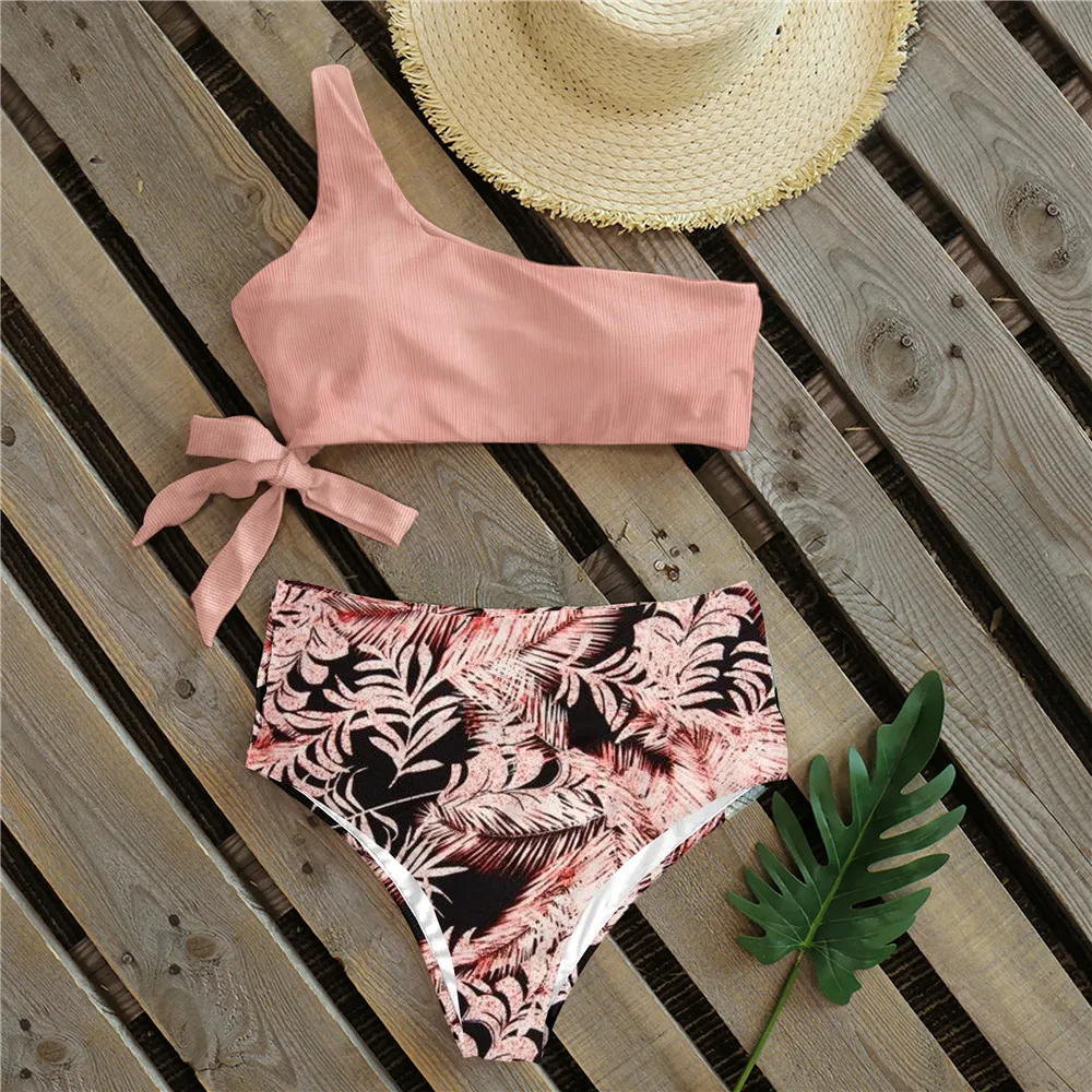Sexy Bikinis Women 2020 New One Shoulder Swimwear High Waist Swimsuit ...