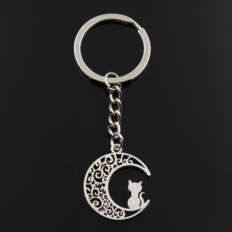 Fashion-Keychain-30x25mm-Moon-Cat-Silver-Color-Pendants-DIY-Men-Jewelry ...