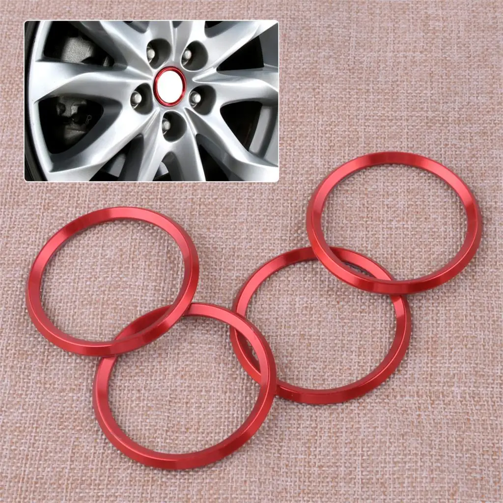 Aluminum-4Pcs-Red-Wheel-Center-Hub-Ring-Cover-Trim-Decoration-Fit-For ...