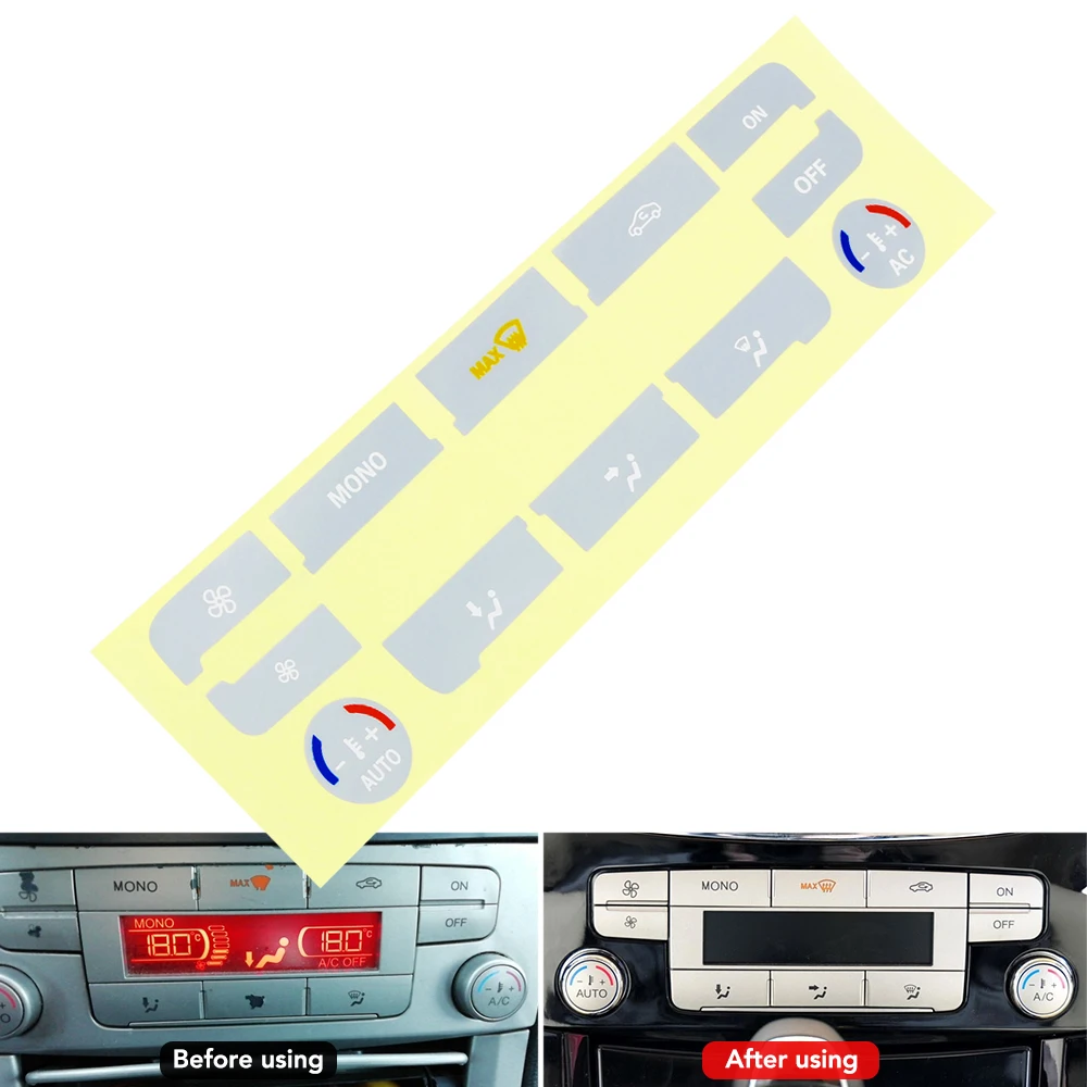 Silver-Black-Car-Air-Condition-AC-Climate-Control-Button-Repair-Sticker ...