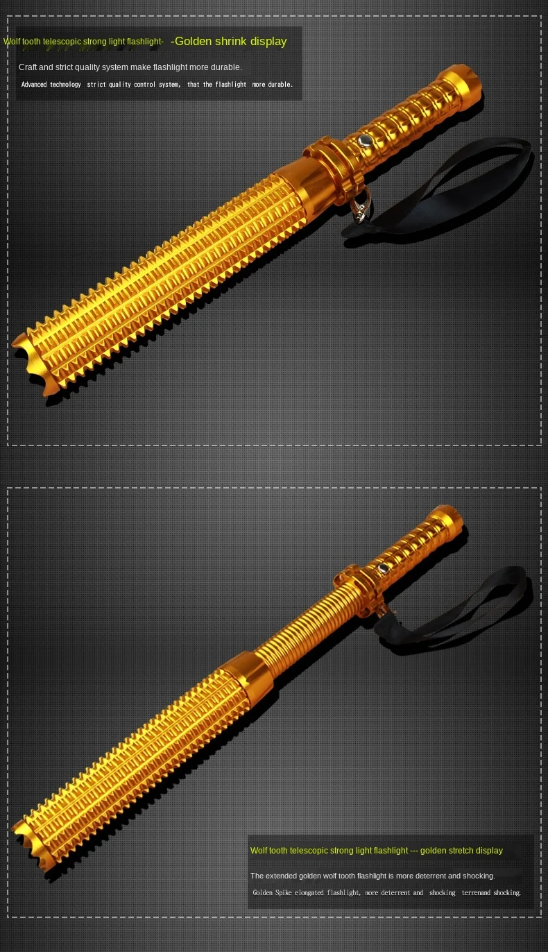 3 In 1 Telescopic Baton Self Defense With Led Flashlight, Self Defence ...
