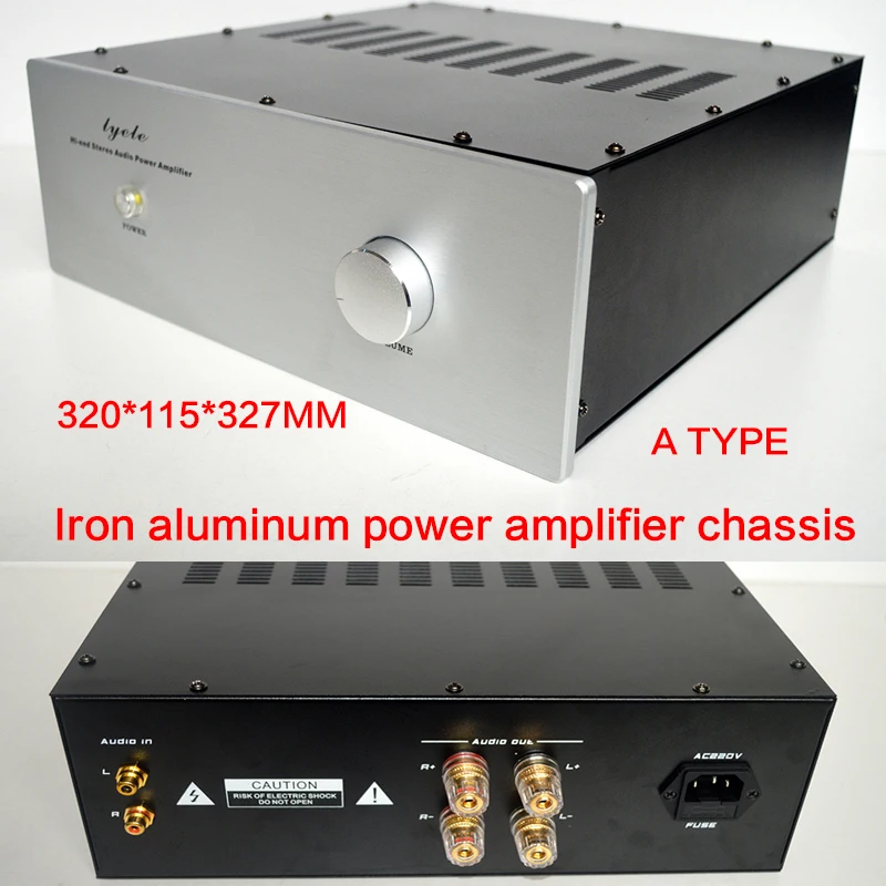 철 및 알루미늄 앰프 섀시 DIY A3211 오디오 케이스 파워 쉘 앰프 박스, 라디에이터 RCA 터미널 포함, 320*115 ...