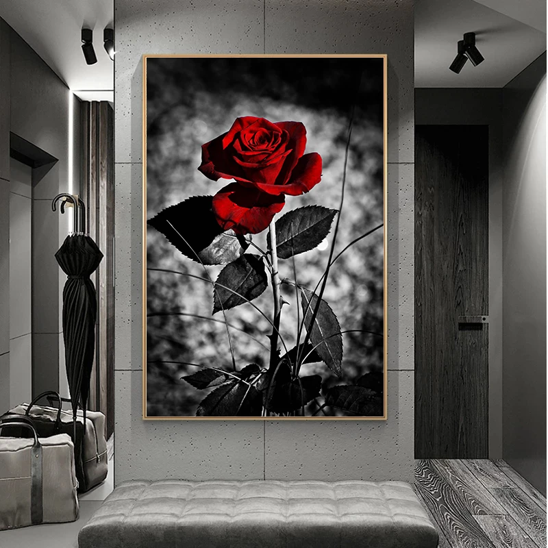 Modern-Painting-Art-Rose-Flower-Poster-Wall-Art-Picture-Canvas-Painting ...