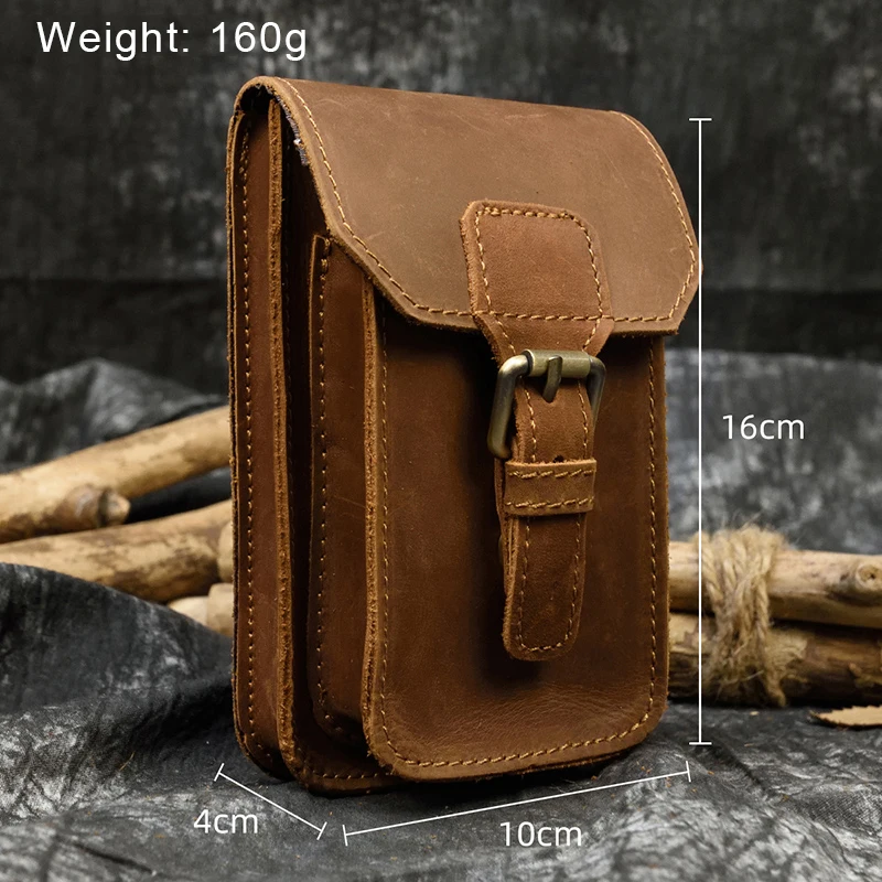 Luufan Leather Wait Bag For Men Travel Boy Belt Bag Vintage Brown ...
